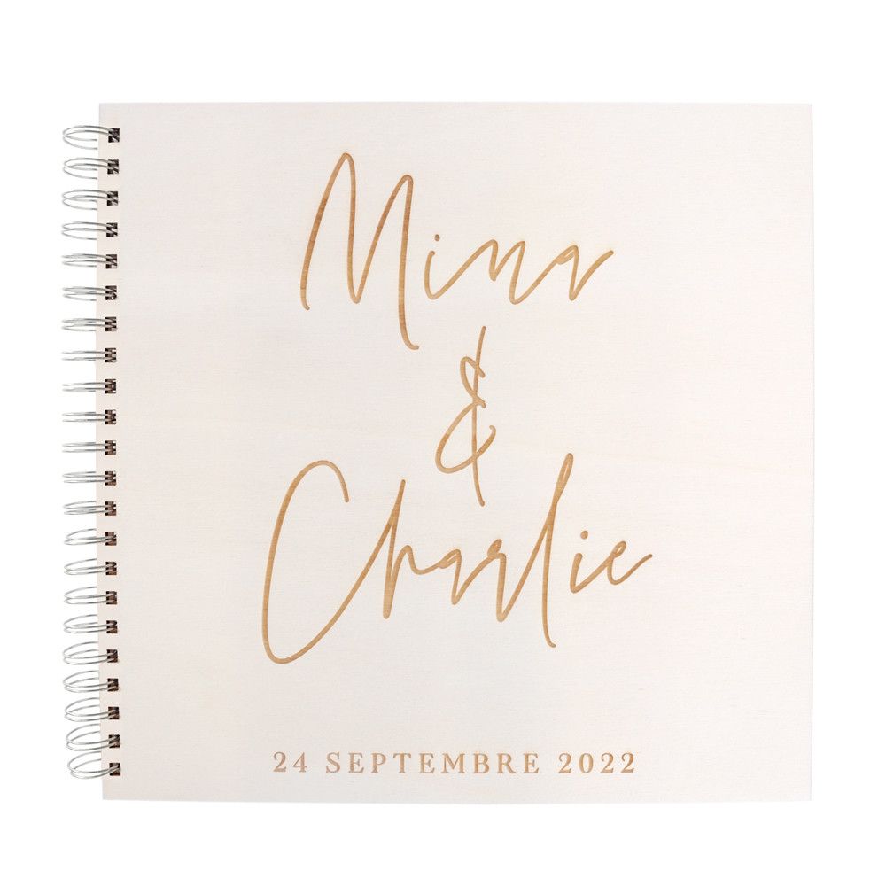 Livre d'or carré personnalisable en bois "palme"