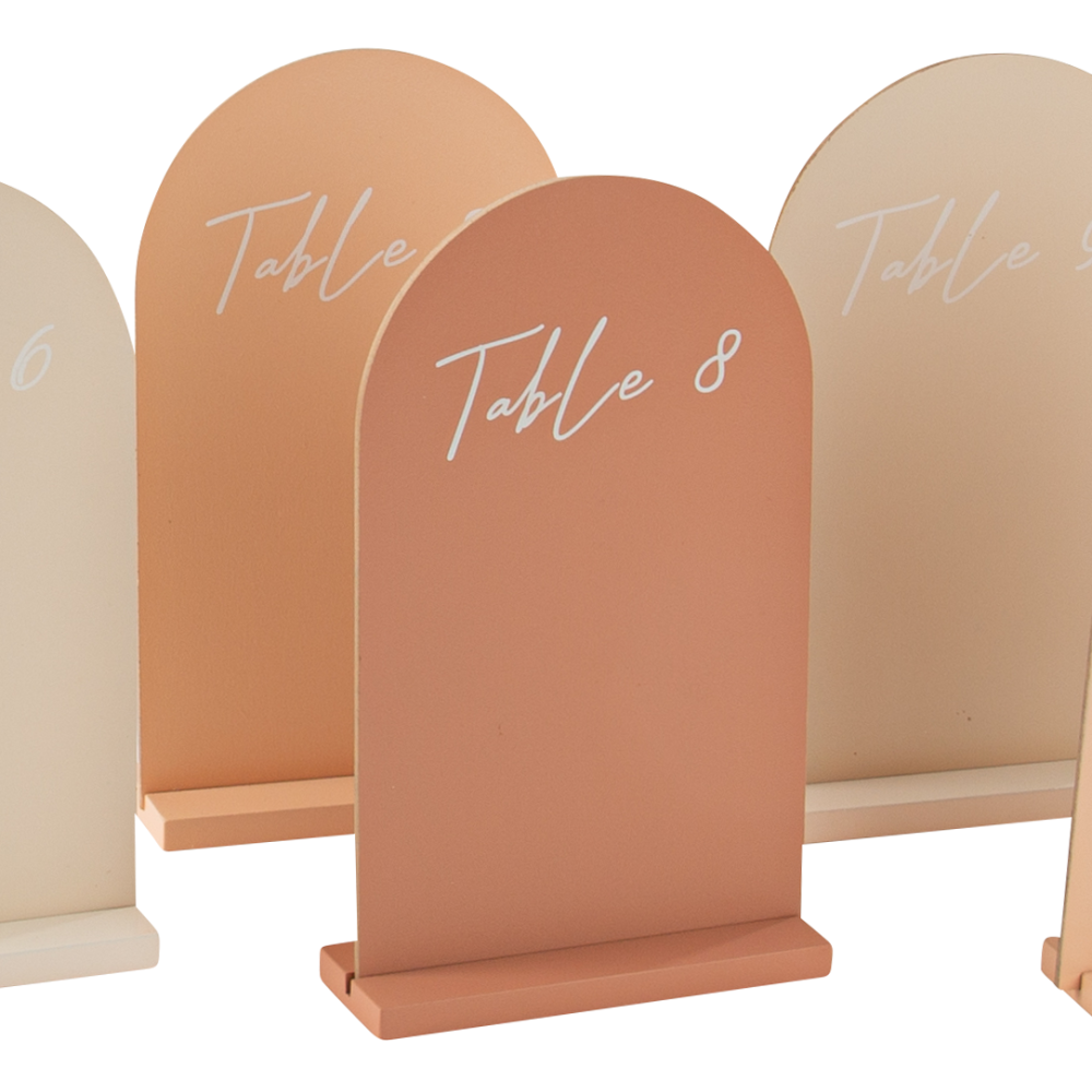 12 noms de table en bois peint "curve" - 20 cm