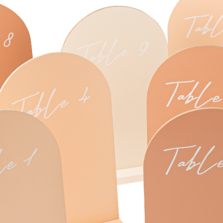 12 noms de table en bois peint "curve" - 20 cm